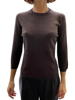 LA ROSE Cashmere 3/4 Sleeve Top - Marrone