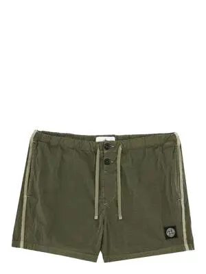 Stone Island Swimsuit With Logo Patch - Military Green