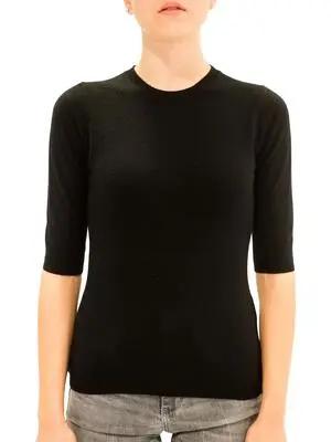 LA ROSE Maglia 3/4 Cashmere Top - Nero