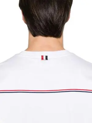 Thom Browne Oversized Short Sleeve Tee W/ Rwb Knit Trim In Medium Weight Jersey - White