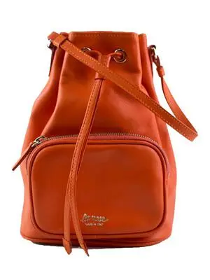LA ROSE Leather Bucket Bag - Orange