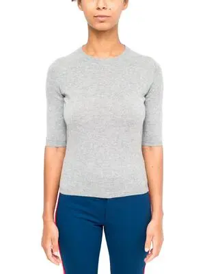 LA ROSE Cashmere 3/4 Sleeve Top - Grigio Chiaro
