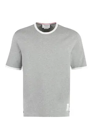 Thom Browne Ss Ringer Tee In Medium Weight Jersey - Lt Grey