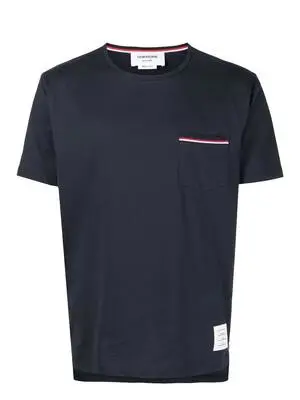 Thom Browne Ss Rwb Pocket Tee In Medium Weight Jersey Cotton - Navy