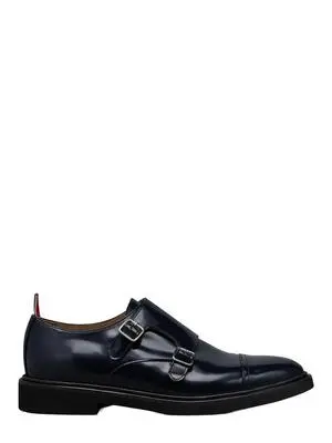 Thom Browne Cap Toe Oxford Double Monk Strap Shoes - Navy