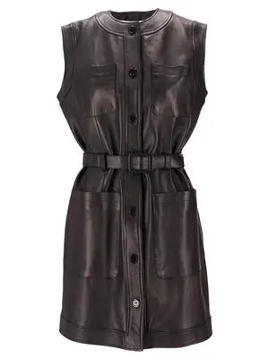 LA ROSE Leather Dress - Nero