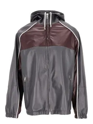 LA ROSE Leather Hooded Jacket - Grey