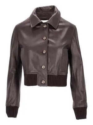 LA ROSE Nappa Leather Jacket - Testa Di Moro