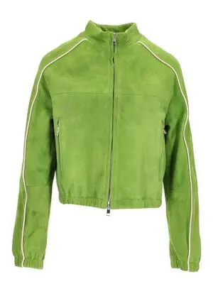 LA ROSE Suede Zip-up Bomber Jacket - Verde
