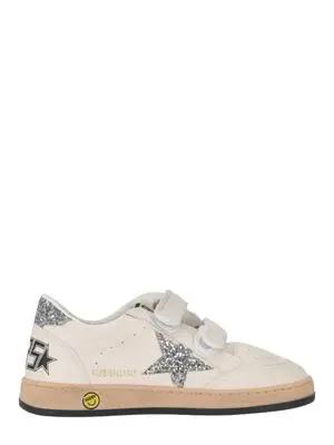 GOLDEN GOOSE Ball Star Nappa Sneakers With Glitter - White/silver