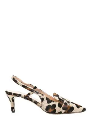PAROSH 70mm Leopard Print Slingback Pumps - Fantasia Marrone