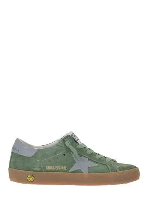 GOLDEN GOOSE Super Star Suede Upper With Leather Star And Heel - Green/light Blue