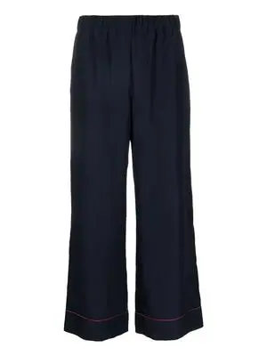 PAROSH Straight Leg Cropped Trousers - Navy Blue