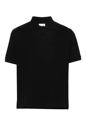 Saint Laurent Cassandre Embroidered Piqué Polo Shirt - Nero