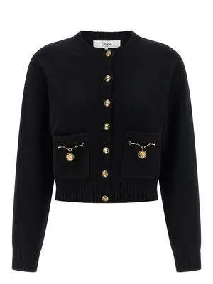 Chloé Horse Medal Knit Cardigan - Black