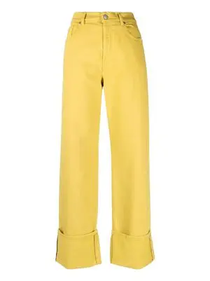 PAROSH Straight Leg Trousers - Yellow