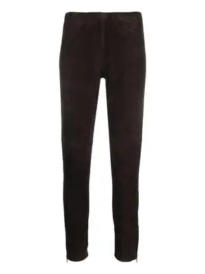 PAROSH Slim Fit Suede Trousers