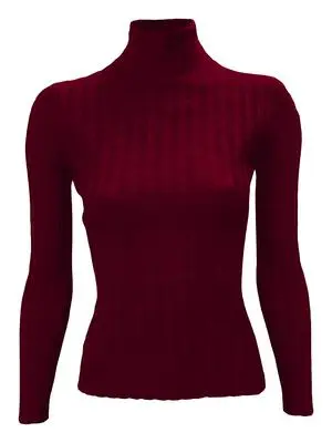LA ROSE High Neck Cashmere-silk Knit Top - Bordeaux