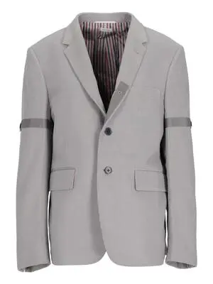Thom Browne Corduroy Single-breasted Jacket With Grosgrain Armband - Med Grey