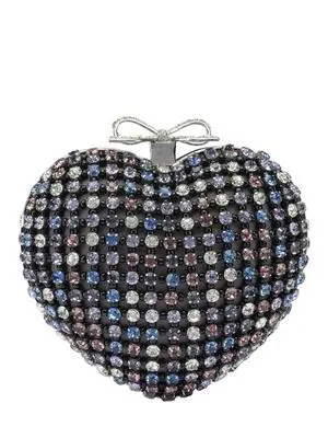 SELF-PORTRAIT Heart Clutch With Crystals - Black