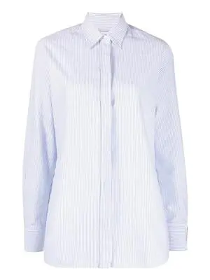 GOLDEN GOOSE Striped Oxford Cotton Boyfriend Shirt - White - Infinity