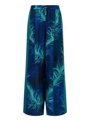 F.R.S FOR RESTLESS SLEEPERS Asteria Printed Silk Twill Pants - Blue