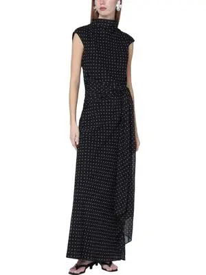 Remain Birger Christensen Long Polka Dot Dress - Black