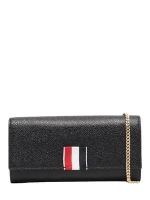 Thom Browne Leather Shoulder Bag With Logo Patch - Black