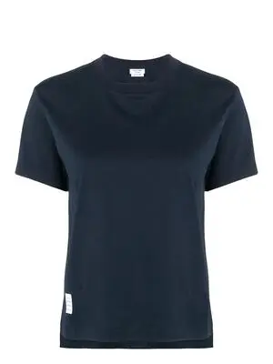 Thom Browne Relaxed Fit Short Sleeve Tee With Side Slits - Navy