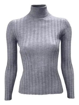 LA ROSE High Neck Cashmere And Silk Top - Grigio