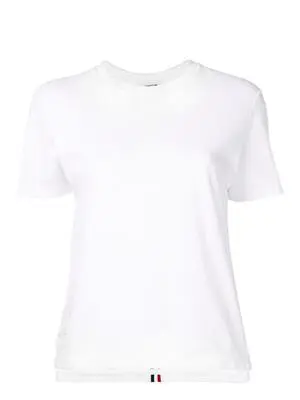 Thom Browne Relaxed Fit Short Sleeve Tee With Stripe - White