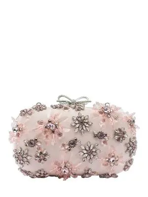 SELF-PORTRAIT Satin Floral Clutch Bag - Pink
