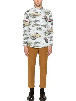 Thom Browne Straight Fit Bd Pc L/s Shirt W/gg Armband In Scenic Toile Small Cotton Popeline - Seasonal Multi