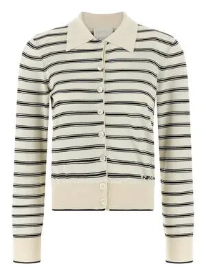 A.p.c. Striped Cotton Cardigan - White/black