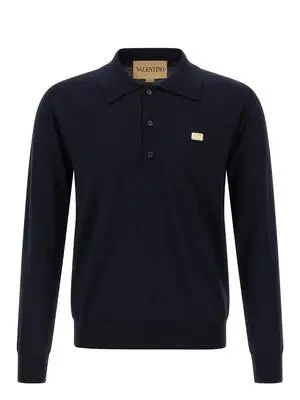 Valentino Garavani Polo V Logo Signature - Blue