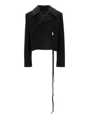 ANN DEMEULEMEESTER Truide Double-breasted Caban In Melton Wool - Black