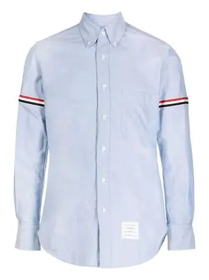 Thom Browne Classic Long Sleeve Button Down Point Collar Shirt W/ Gg Armband In Oxford - Light Blue