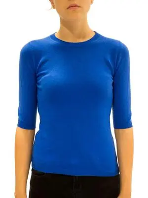 LA ROSE Cashmere 3/4 Sleeve Top - Bluette