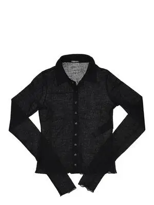 ANN DEMEULEMEESTER Mele Slim-fit Jacquard Wool Jersey Shirt - Black