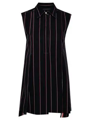 Thom Browne Rwb Stripe Mini Wide Shirt Dress - Navy