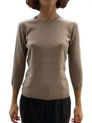 LA ROSE Cashmere 3/4 Sleeve Top - Tortora