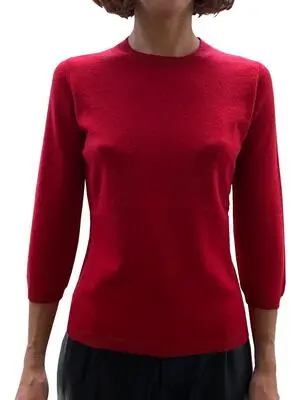 LA ROSE Cashmere 3/4 Sleeve Top - Red