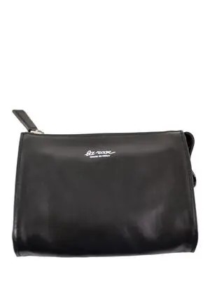 LA ROSE Minimal Leather Makeup Bag - Nero