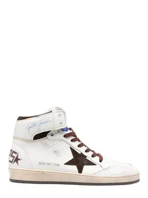 GOLDEN GOOSE Sky-star High-top Sneakers - White/beige/chocolate Brown