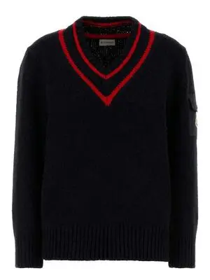 Moncler V-neck Knit Top - Navy