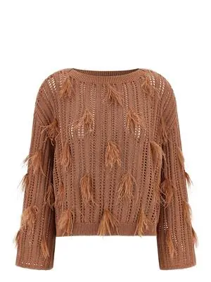 Twin-set Ostrich Feather Sweater - Brown