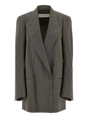 Dries Van Noten Double-breasted Striped Wool Blazer - Gray