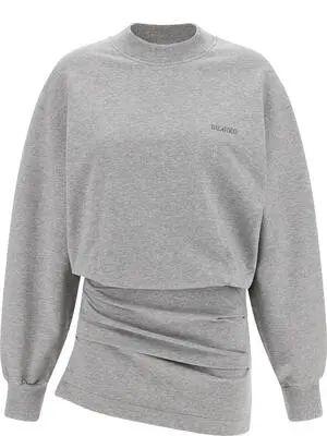 Attico Mélange Sweatshirt Mini Dress - Gray