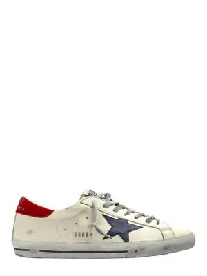 GOLDEN GOOSE Super-star Leather Sneakers - White/blue/red