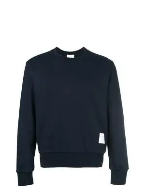 Thom Browne Crewneck Pullover With Stripe Detail - Navy